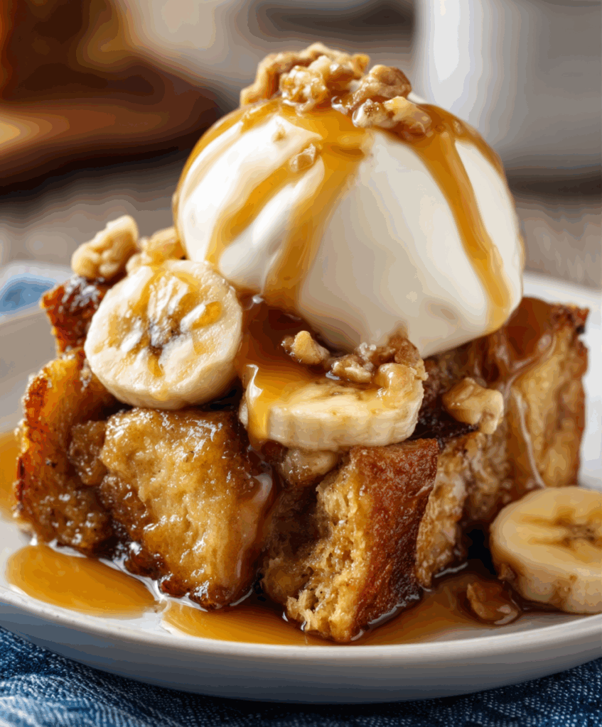 Bananas Foster Bread Pudding Dessert - MaryaneCuisine