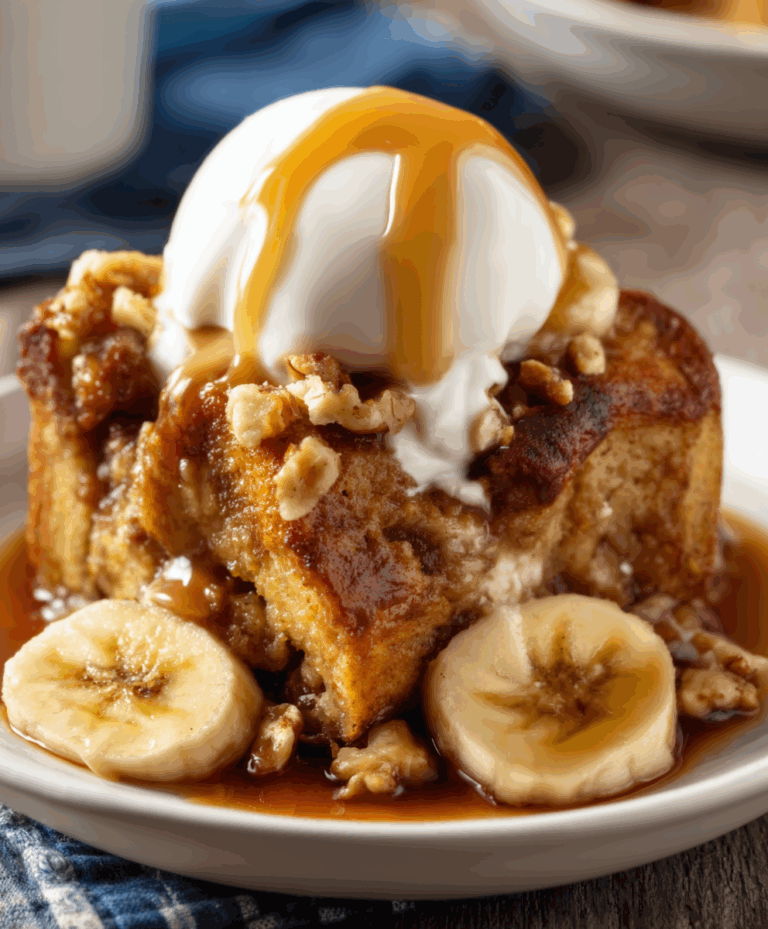 Bananas Foster Bread Pudding Dessert - MaryaneCuisine