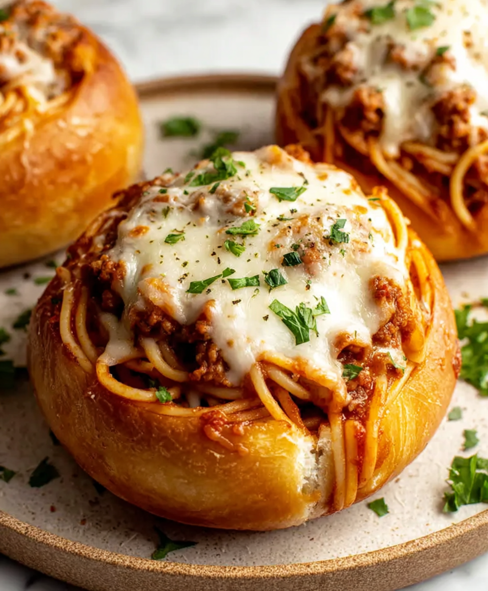 Cheesy Spaghetti Garlic Bread Cups - MaryaneCuisine
