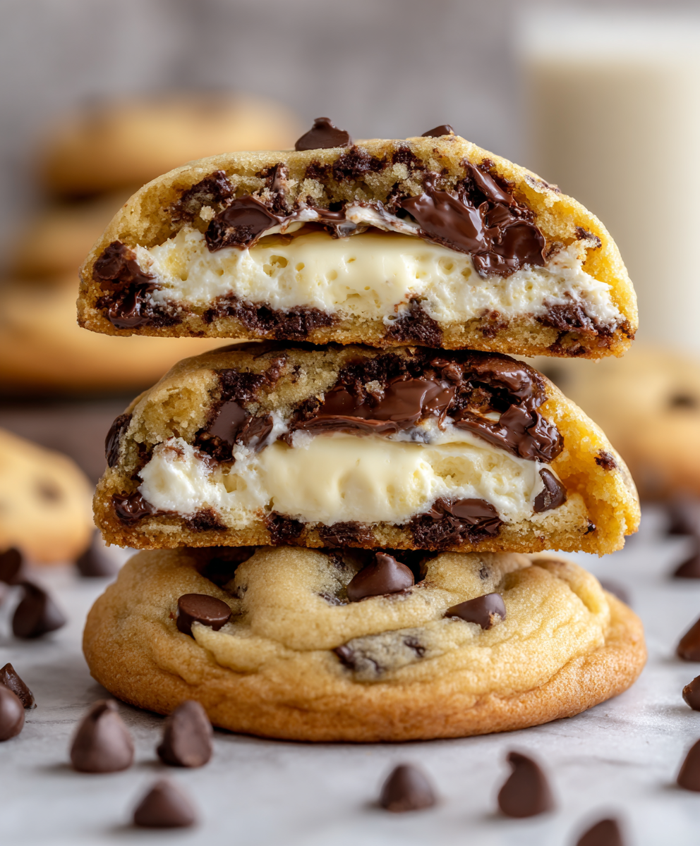 Chocolate Chip Cookies With Cheesecake Center – MaryaneCuisine