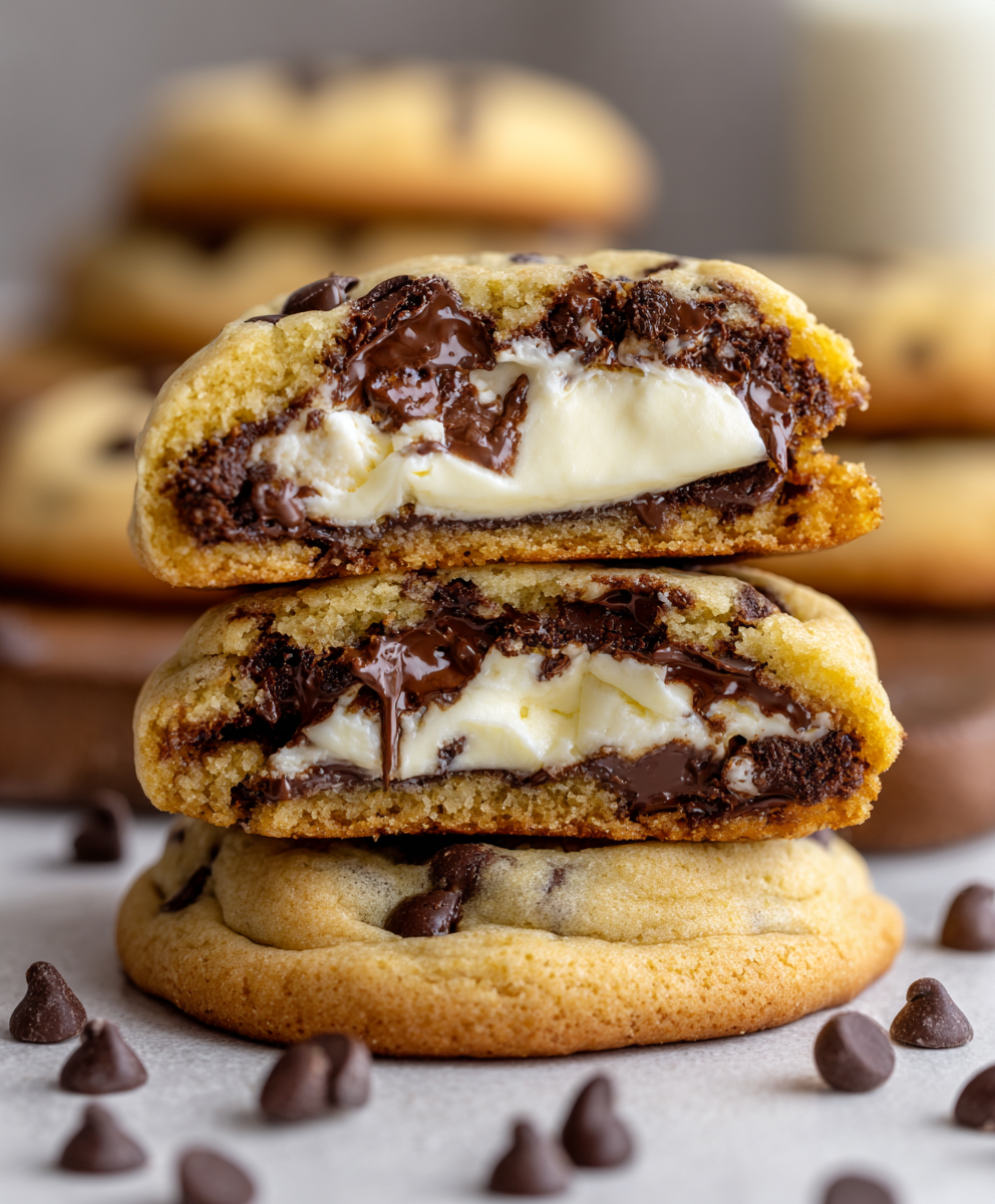 Chocolate Chip Cookies With Cheesecake Center – MaryaneCuisine
