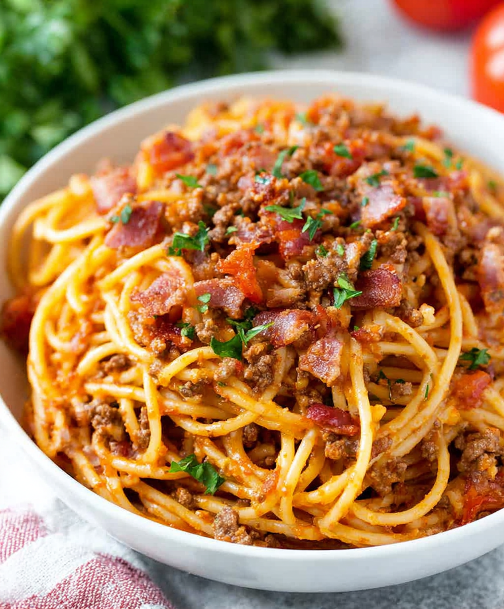 Cowboy Bacon and Beef Spaghetti – MaryaneCuisine