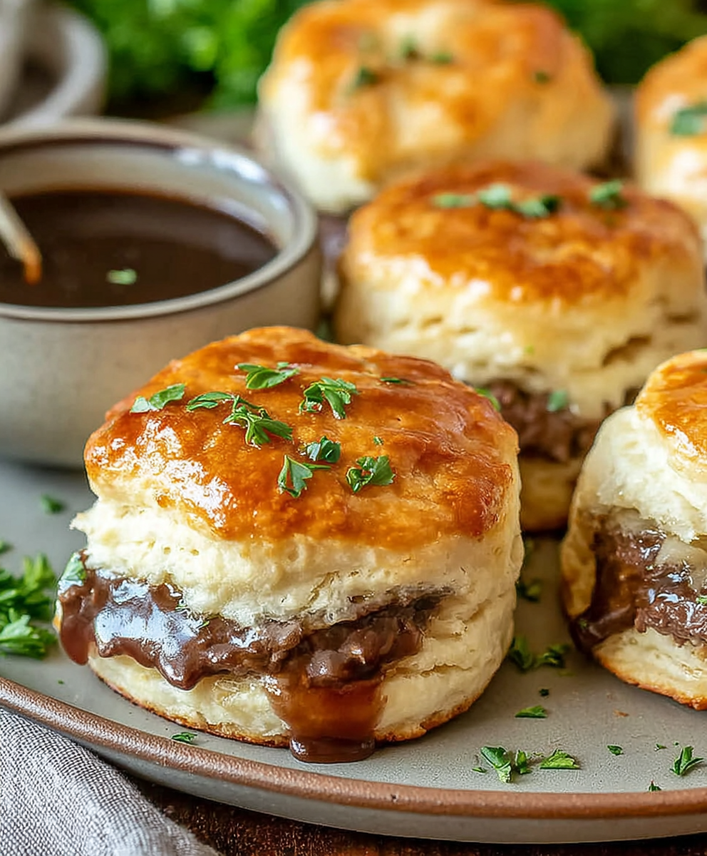 French Dip Beef Biscuits – MaryaneCuisine