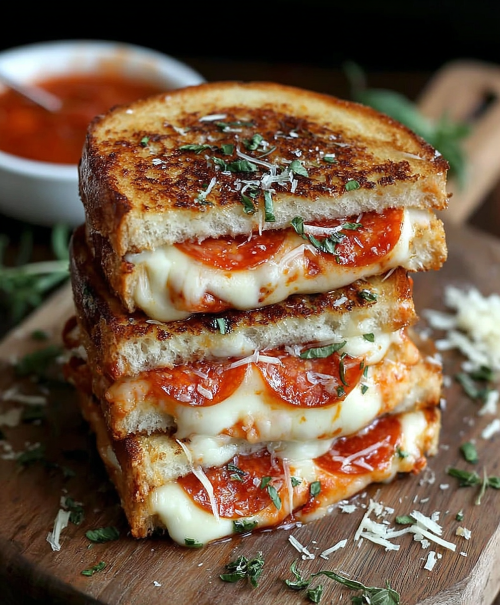 Pepperoni Pizza Grilled Cheese Melt - MaryaneCuisine