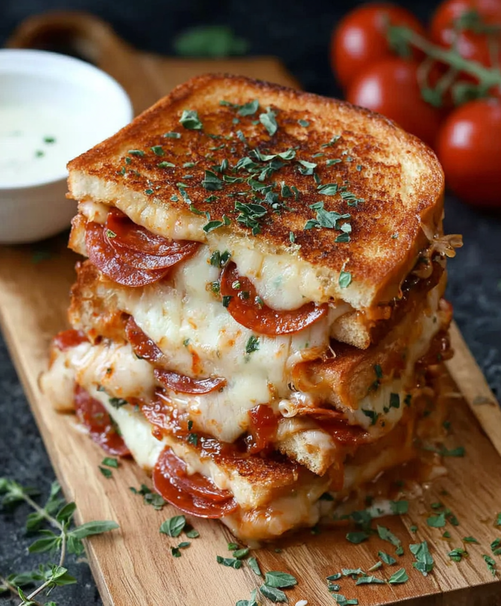 Pepperoni Pizza Grilled Cheese Melt - MaryaneCuisine